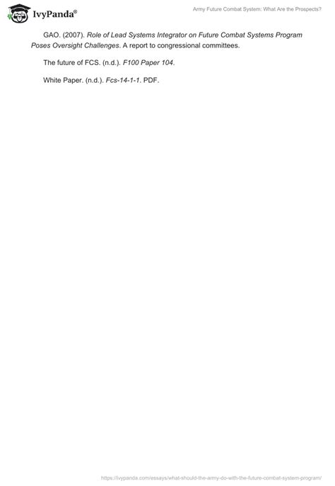 Army Future Combat System What Are The Prospects 582 Words Essay Example