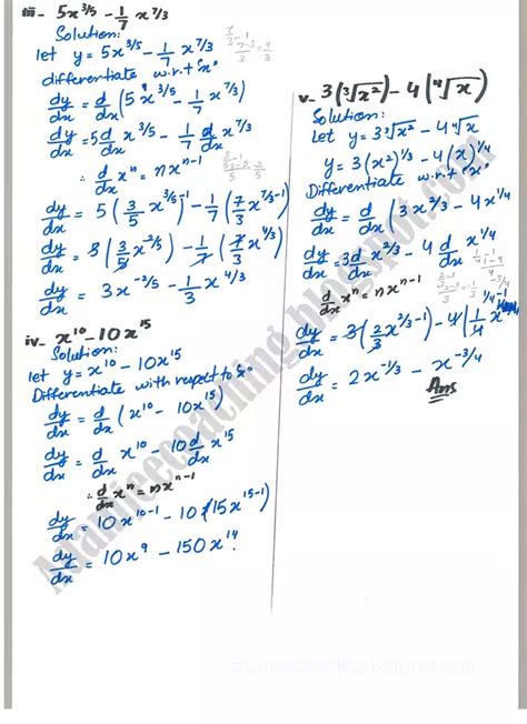 Adamjee Coaching Differentiation Exercise 3 3 Mathematics 12th