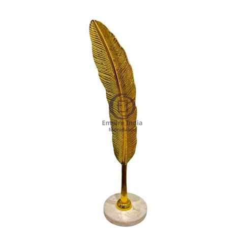 Antique Feather Leaf Aluminum Table Décor With Marble Base Elegant
