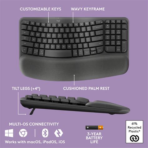 Logitech Wave Keys Mk670 Combo Ergonomic Wireless Keyboard And Mouse