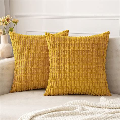 Miulee Pack Of 2 Corduroy Decorative Euro Sham Throw Pillow