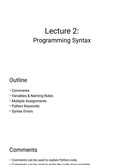 Lecture 2 Programming Syntax Pdf Reserved Word Scope Computer Science