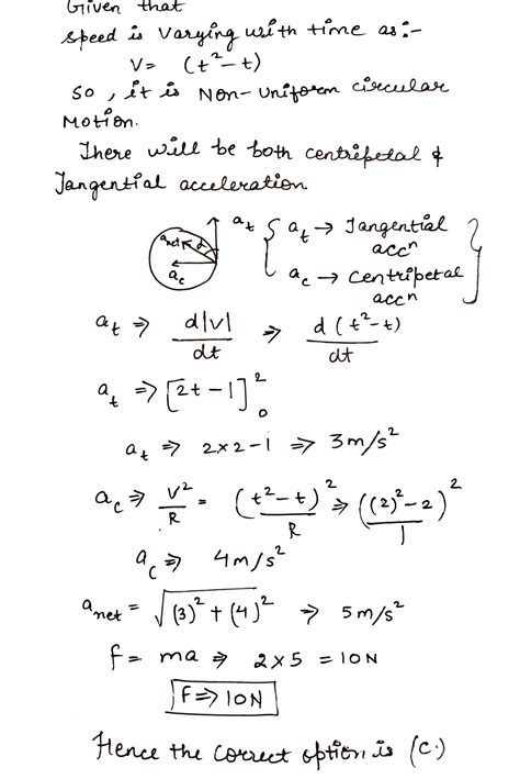 A Particle Of Mass Kg Is Moving In A Circular Path Of Radius M With A Speed That Varies With