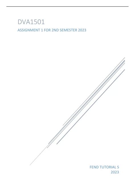 Dva1501 Assignment 1 For 2nd Semester 2023 Dva1501 Introduction To