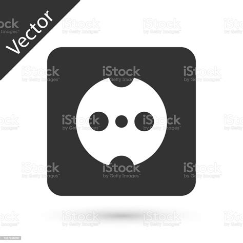 白色背景上隔離的灰色電源插座圖示電源插座羅塞特符號向量向量圖形及更多一個物體圖片 一個物體 伸入 住宅建築 Istock