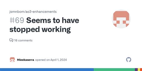 Seems To Have Stopped Working · Issue 69 · Jsmnbomao3 Enhancements