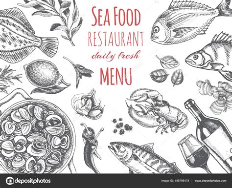 Cover Seafood Restaurant Menu Light Colors Stock Vector Image By ©art