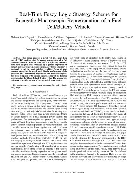 Pdf Real Time Fuzzy Logic Strategy Scheme For Energetic Macroscopic Representation Of A Fuel