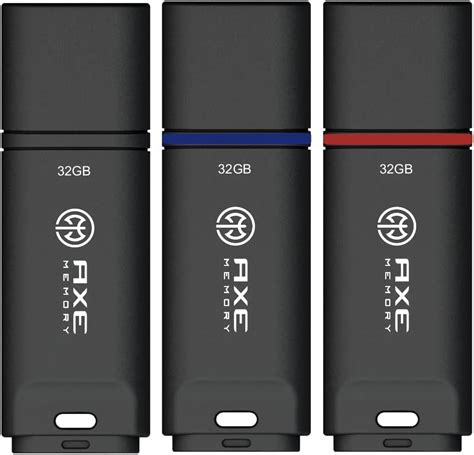 AXE MEMORY USB Drive 3 Pack 32GB USB 2 0 3X Matte Black Flash Drives