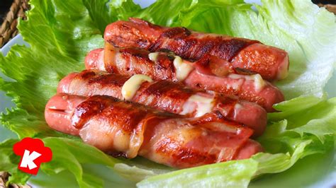 Salchichas Rellenas de Queso y BACON o Tocino una RECETA Fácil y