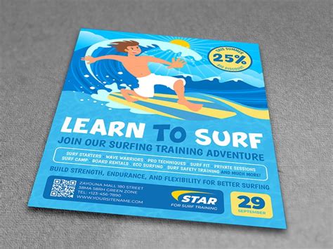 Surf Training Flyer Template Print Templates Ft Sports And Music Envato