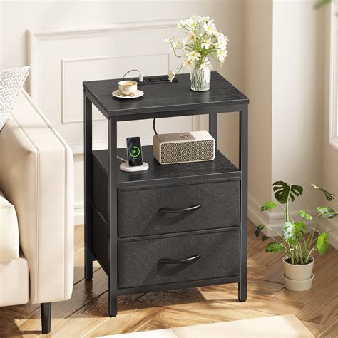 Rebrilliant Millang Nightstand With 2 Drawers And Outlets Night Stand