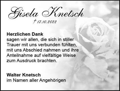 Traueranzeigen Von Gisela Knetsch Vrm Trauerde