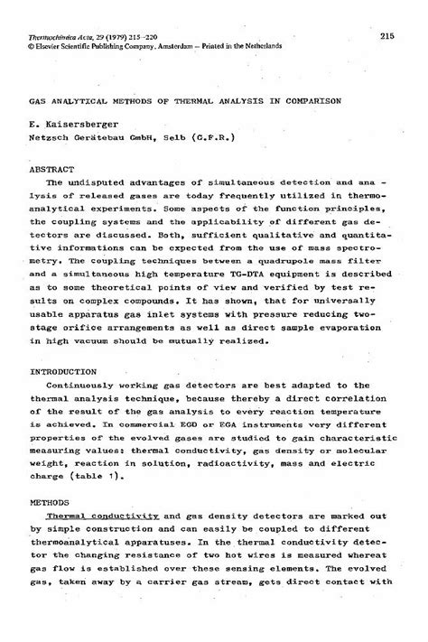 Pdf Gas Analytical Methods Of Thermal Analysis In Comparison