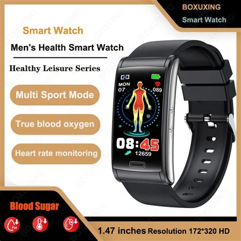 Reloj Inteligente De Medición De Glucosa En Sangre Para Hombre Pulsera Con Monitor De ECG PPG