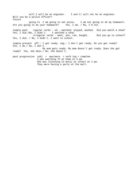 Estructuras De Verbos En Inglés Pdf