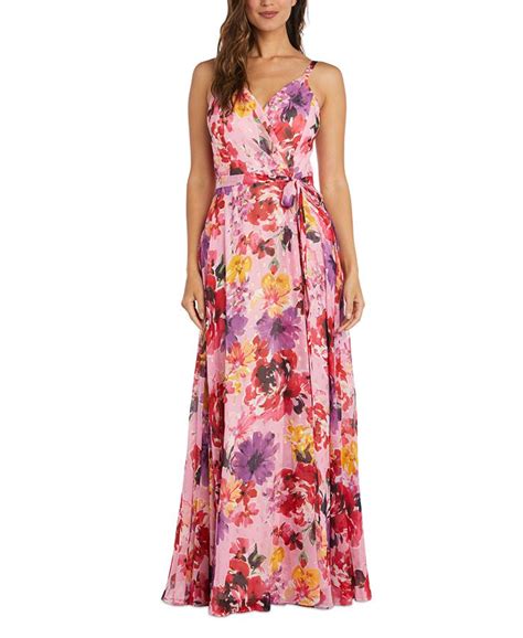 Nightway Womens Floral Print V Neck Sleeveless Dress Macys