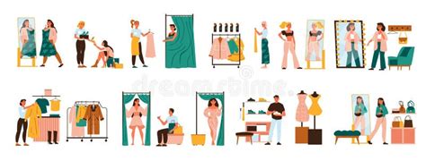 Clothing Store Flat Set Stock Vector Illustration Of Individual