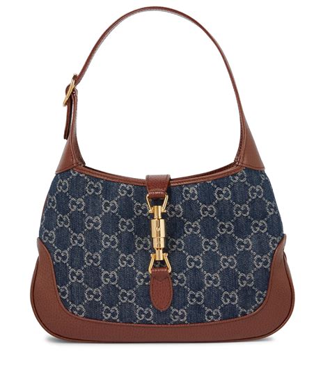 Gucci Jackie 1961 Small Gg Jacquard Denim Shoulder Bag In Blue Lyst