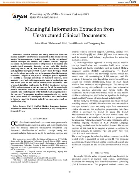 Pdf Meaningful Information Extraction From Unstructured Clinical Documents