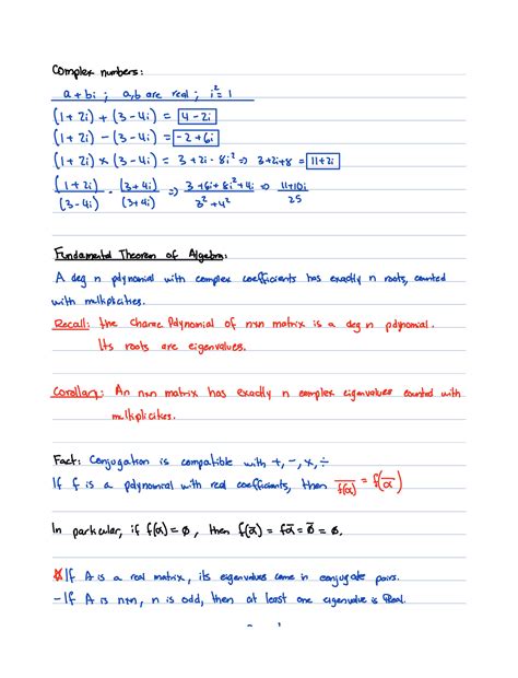 55 Complex Eigenvalues Complex Numbers At Bi A B Are Real It 1 It Zi 3 4 4 Zi It 2i 3 4 2 It