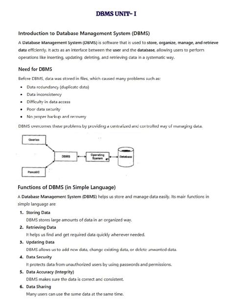Dbms I Study Material On Database Management Systems Studocu