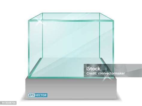 현실적인 빈 투명 유리 상자 또는 빈 유리 큐브 상자 쇼케이스 또는 전시 상자 투명한 배경 격리 Eps 벡터 매장 상품진열에 대한 스톡 벡터 아트 및 기타 이미지 Istock