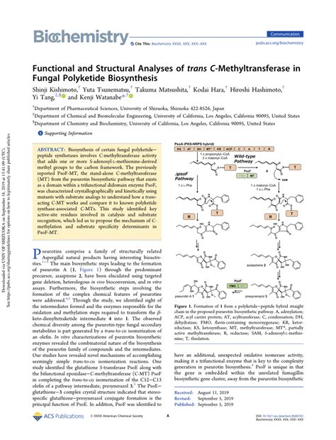 PDF Functional And Structural Analyses Of Trans C Methyltransferase