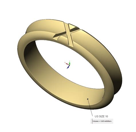 STL File X Engraving Concave Fashion Band US Sizes 6to10 3D Print Model