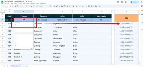 SKU Generator Google Sheets Template Generate Unique Codes For