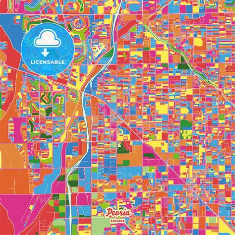 Peoria Arizona United States Crazy Colorful Street Map Poster