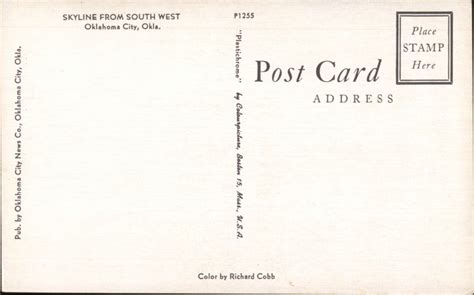 Skyline From South West Oklahoma City Ok Richard Cobb Postcard