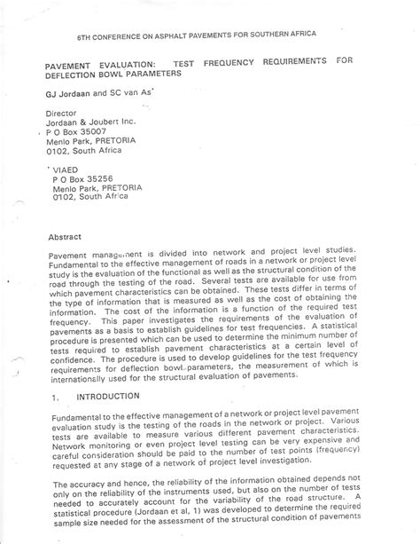 Pdf Pavement Evaluation Test Frequency Requirements For Deflection Bowl Parameters
