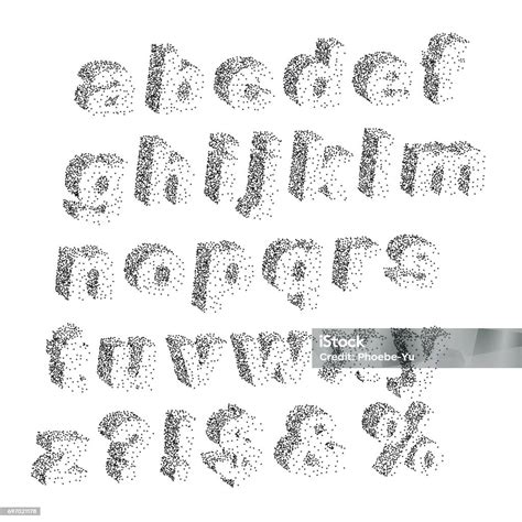 3d 블랙 화이트 점각 점 텍스처 글꼴 인쇄 편지 알파벳 및 표기법 0명에 대한 스톡 벡터 아트 및 기타 이미지 0명 3차원 형태 검은색 Istock
