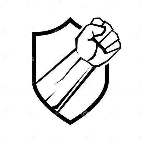 Raised Fist Symbol Clenched Fist Symbol On A Shield Stock Illustration