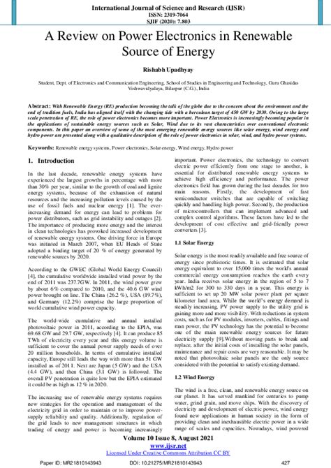 Pdf A Review On Power Electronics In Renewable Source Of Energy