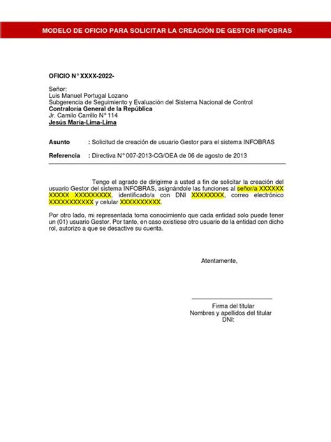 Modelo De Oficio Pdf