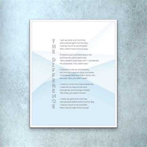The Difference Poem Digital Download Religious Prayer Reminder