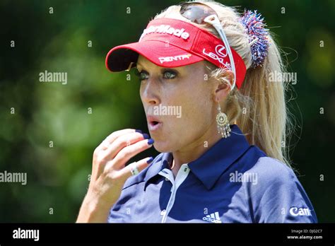 Natalie Gulbis Tries To Dry Her Hand As She Watchers Her Tee Shot