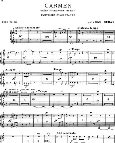 Fantaisie Brillante On Bizets Carmen Op 3 No 3 Horn 1 In D Sheet