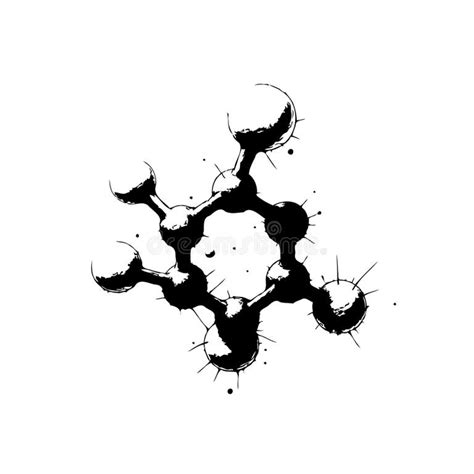 Abstract Depiction Of Molecular Structure With Artistic Ink Wash Effect