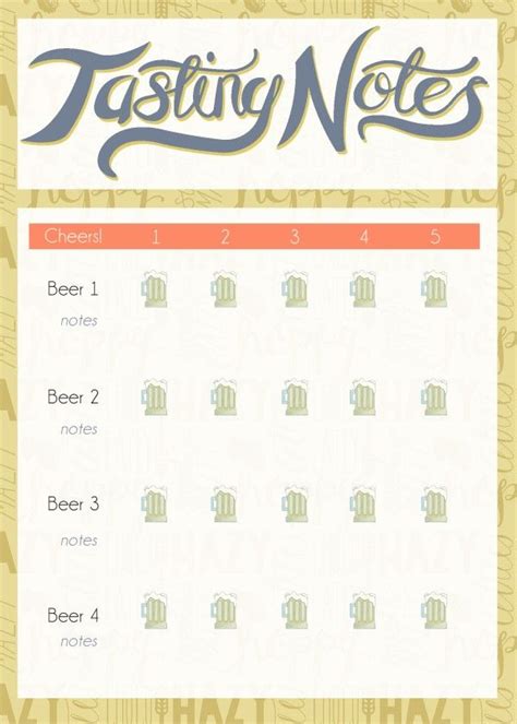 Beer Tasting Notes Sheet At Iris Morris Blog
