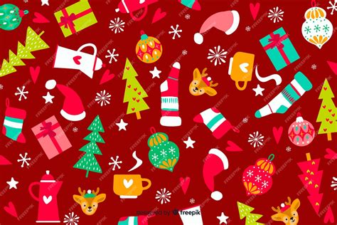 手描きクリスマス背景 無料のベクター
