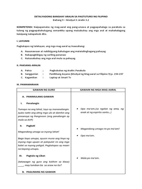 Aralin 32 Detalyadong Banghay Aralin Pdf