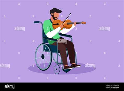 Character Flat Drawing Of Disability And Music Event Arabian Man In