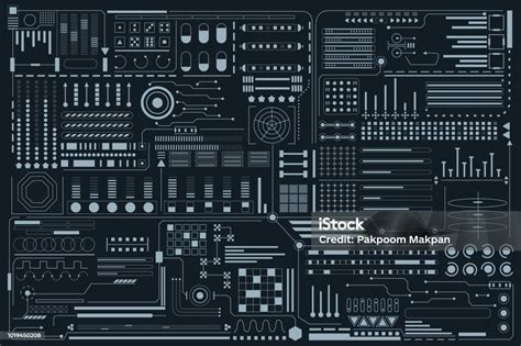 Hud는 미래 지향적인 요소 패턴 배경 디자인 벡터입니다 헤드업 디스플레이 그래픽 사용자 인터페이스에 대한 스톡 벡터 아트 및 기타 이미지 헤드업 디스플레이 그래픽