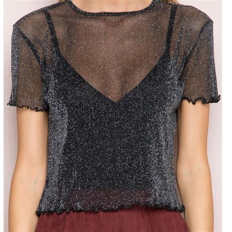 Brandy Melville Sheer Glitter Top Brandymelville Depop