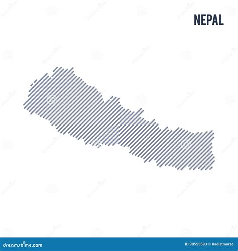 Vector Abstract Hatched Map Of Nepal With Oblique Lines Isolated On A White Background Stock