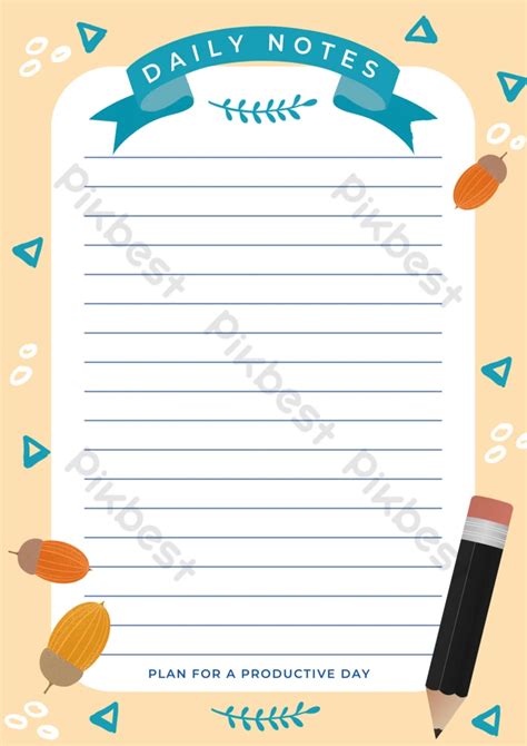 Notebook Single Page Cute Doodle Style Yellow Template PSD Free