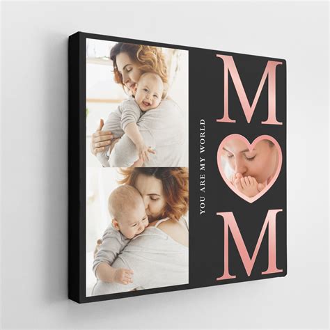 Personalized Mom Photo Collage Canvas Wall Art Custom 3 Photos